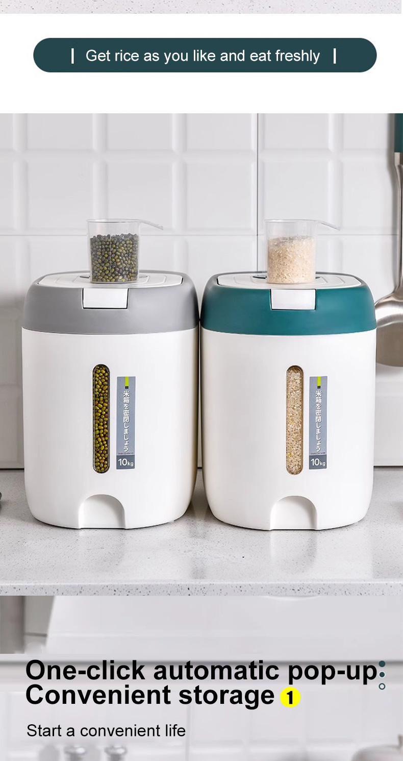 Rice Dispenser Rice Storage Box Storage Container With Measuring Cup ...