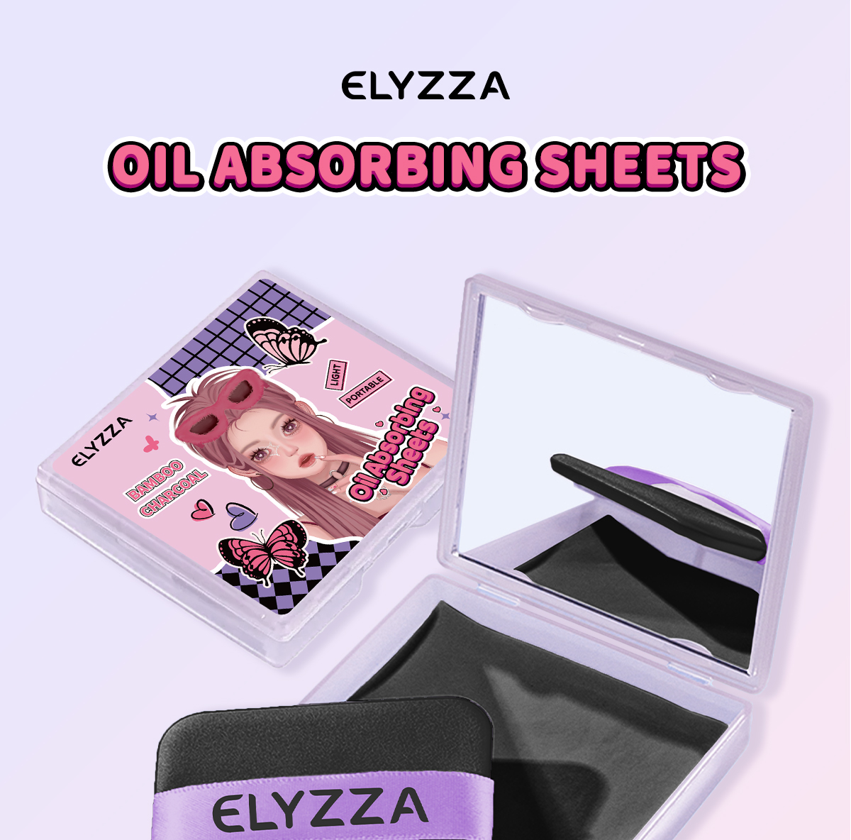 Elyzza Oil Absorbing Sheets With Small Mirror Powder Puff Replacement ...