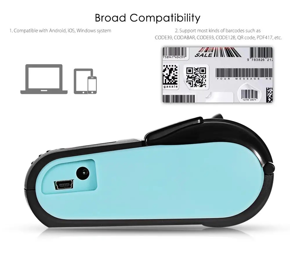 PT-210 printer Portable wireless Bluetooth thermal printer Portable ...