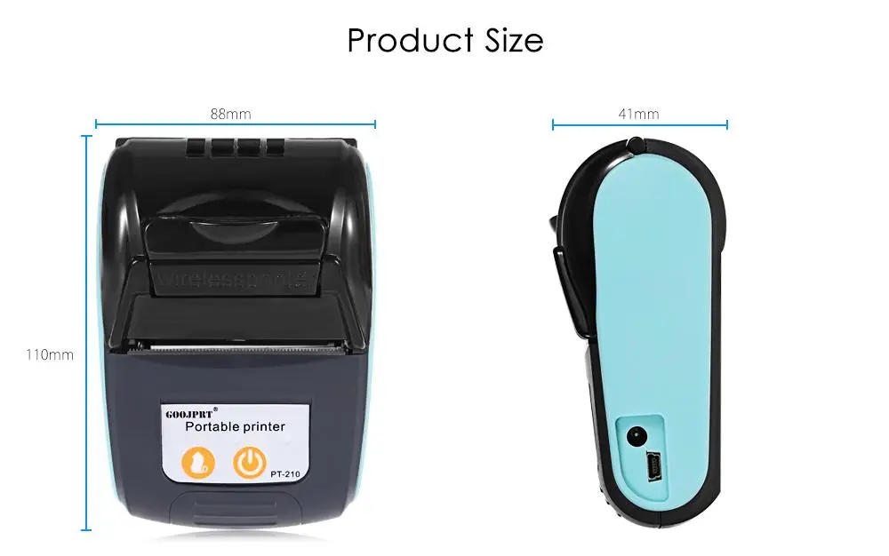 PT-210 printer Portable wireless Bluetooth thermal printer Portable ...