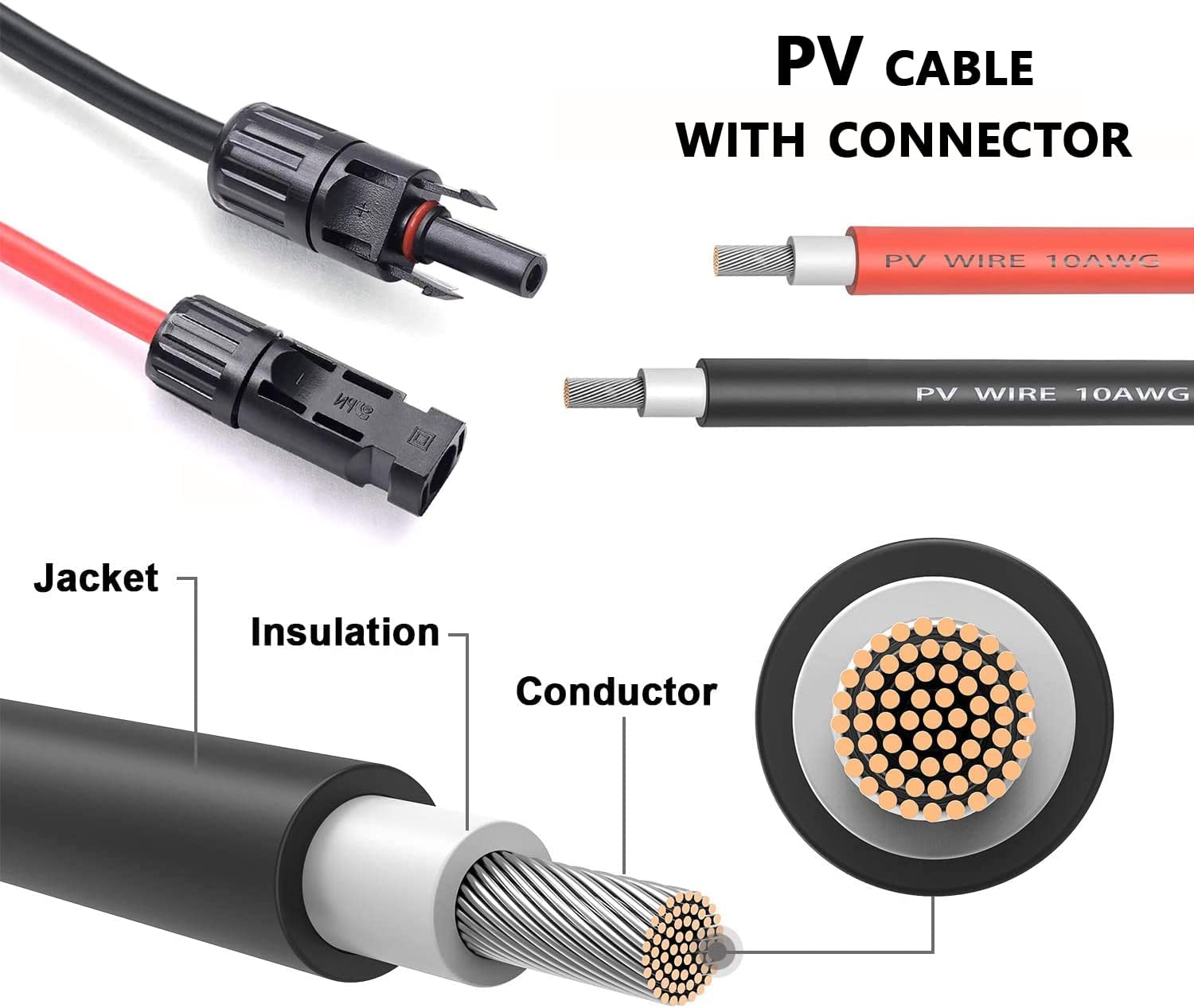 PowMr 4mm² 12AWG 9M Solar Extension Cable Tinned Copper PV Wire for ...