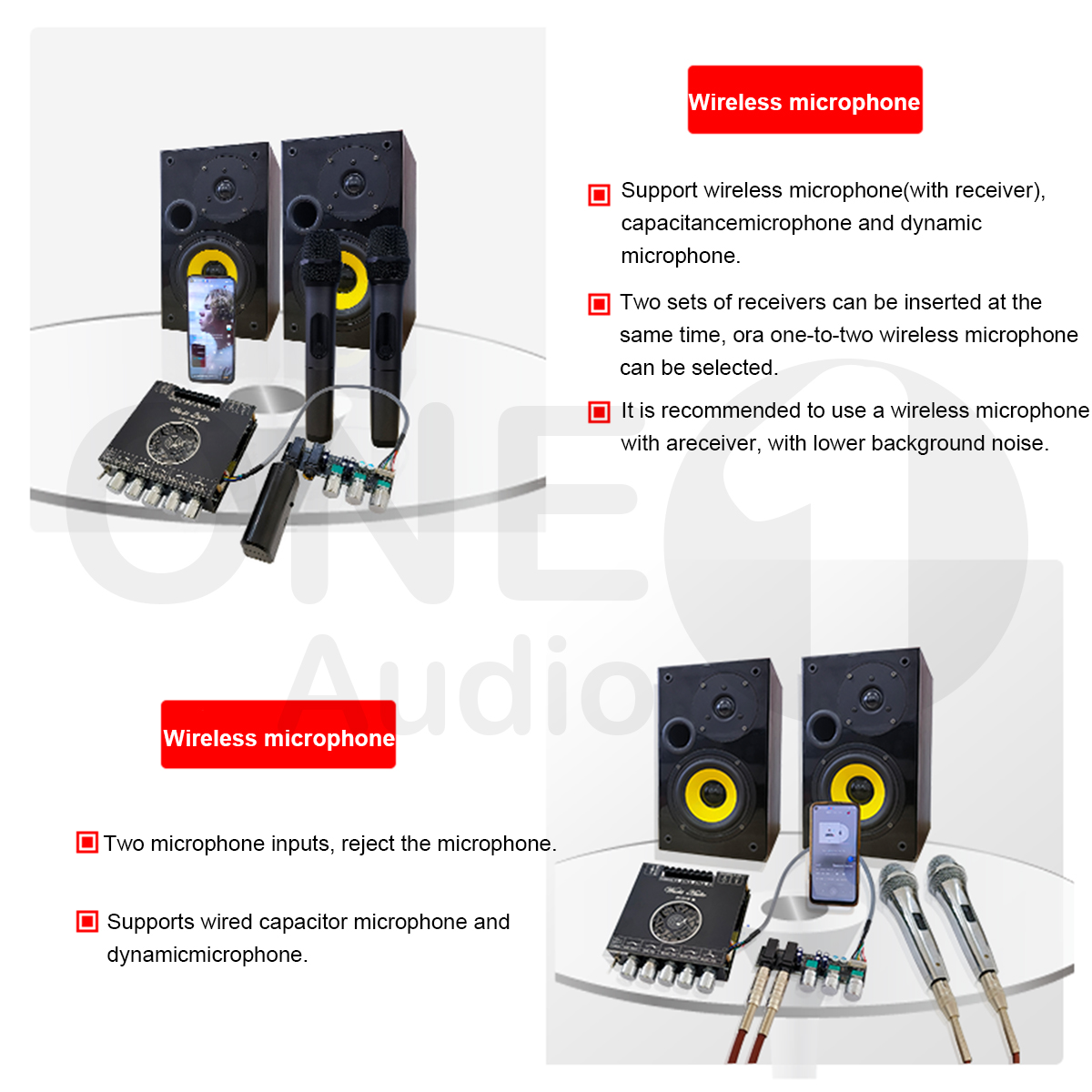 OneAudio ZK-DAM L1 220W*2+350W Amplifier with TPA3251D2 Chip DC15-36v Karaoke Microphone Audio ...