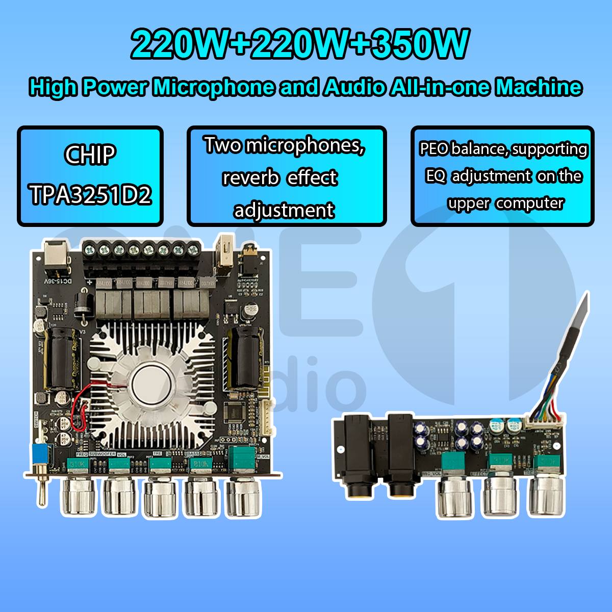 OneAudio ZK-DAM L1 220W*2+350W Amplifier with TPA3251D2 Chip DC15-36v Karaoke Microphone Audio ...