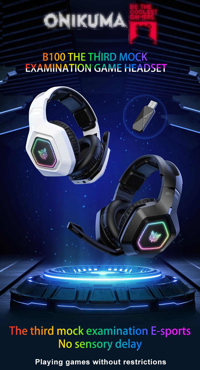 ONIKUMA B100 Wearable Wireless Gaming Headset with Flexible Mic Dynamic ...