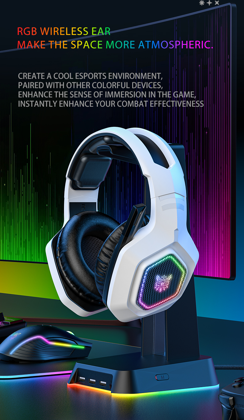 ONIKUMA B100 Wearable Wireless Gaming Headset with Flexible Mic Dynamic ...