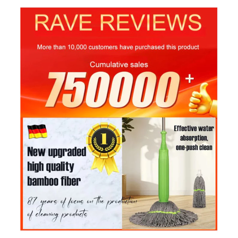 【Hand Wash Free】Multi Function Microfiber Mop/floor mop with squeezer ...