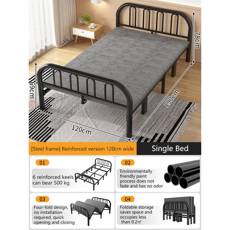 [90/100/120CM] 4 folding portable folding bed double/single metal bed ...