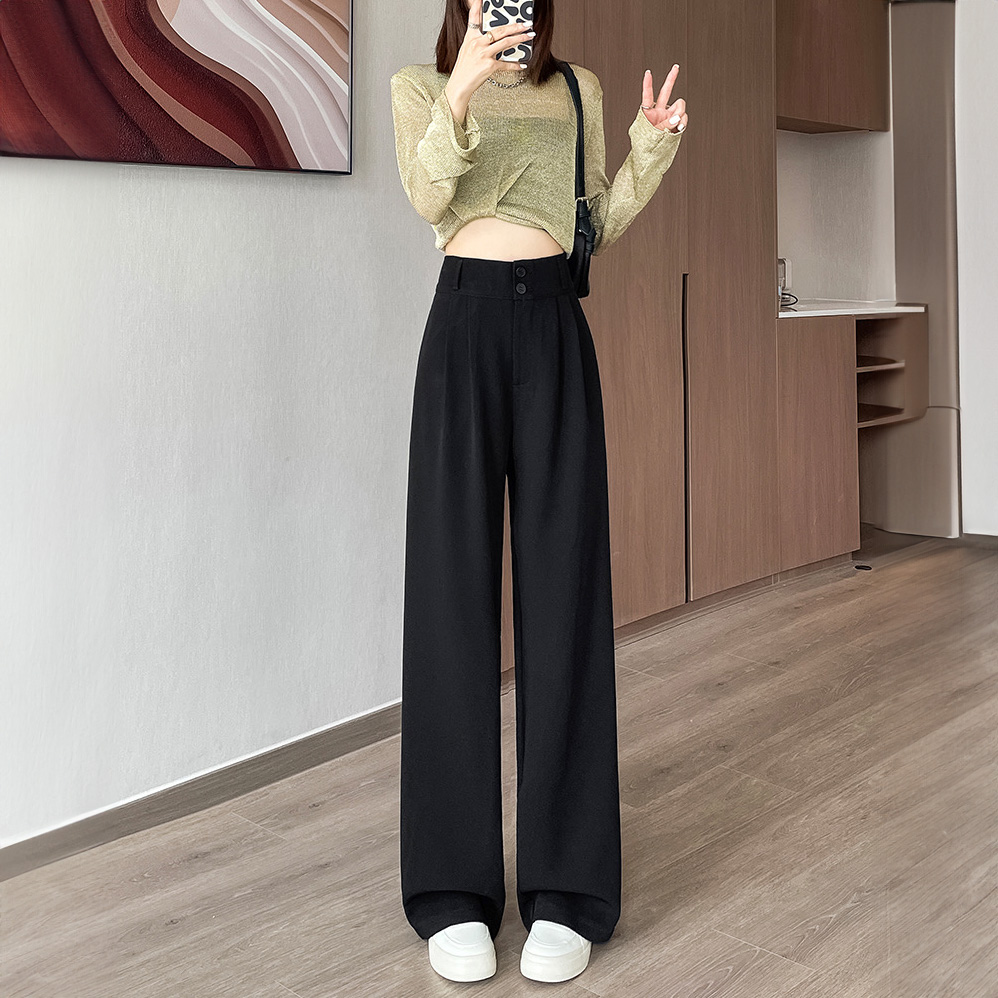 Plus Size (S-4XL) Elastic Waist Flowy Suit Pants for Women High Waist ...