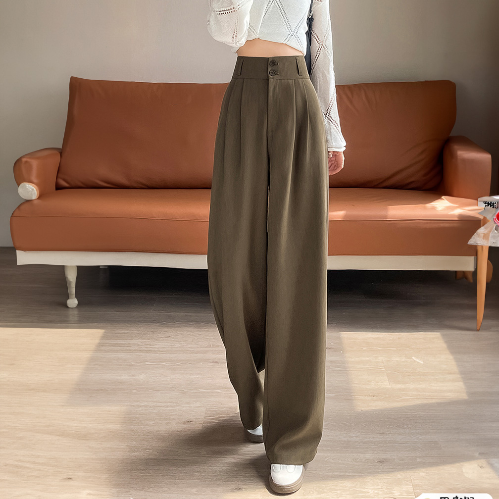 Plus Size (S-4XL) Elastic Waist Flowy Suit Pants for Women High Waist ...