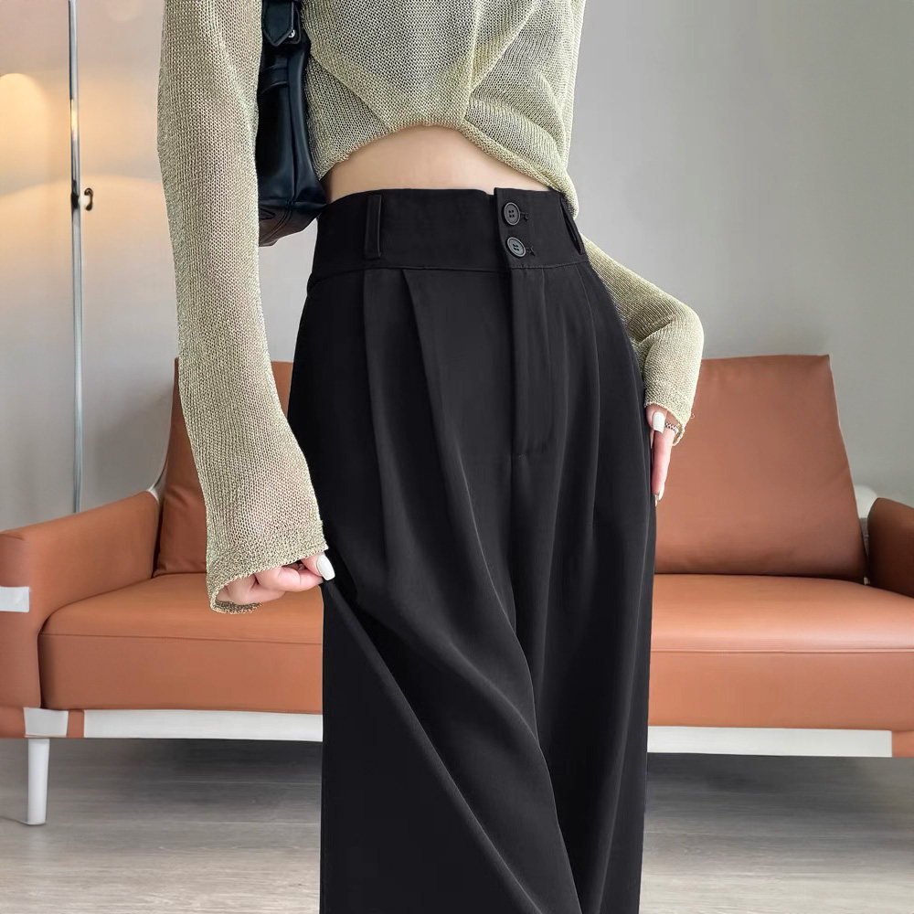 Plus Size (S-4XL) Elastic Waist Flowy Suit Pants for Women High Waist ...