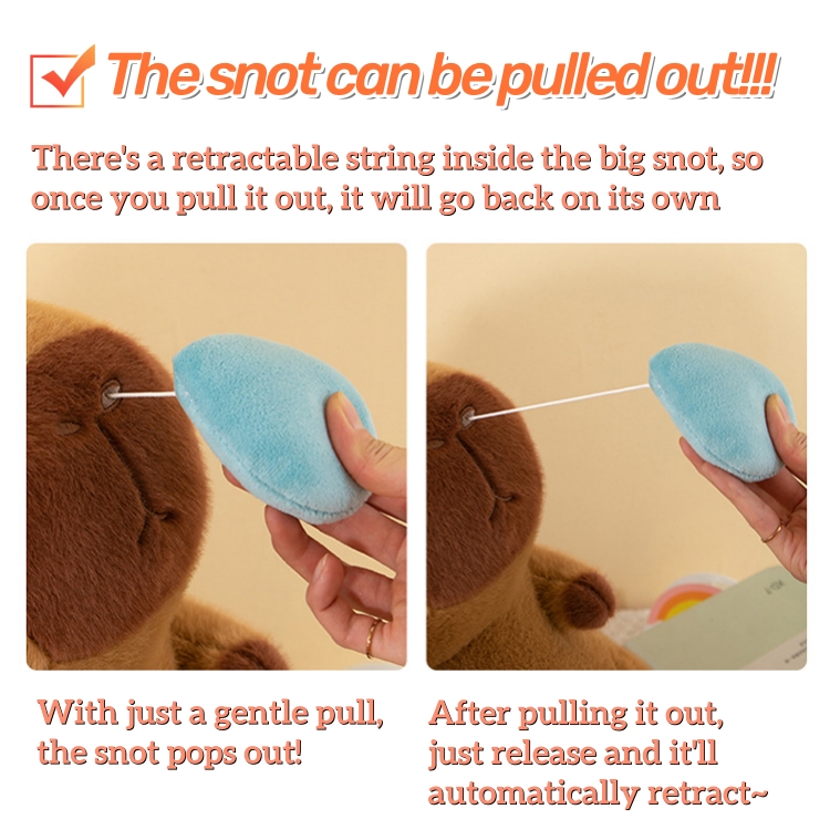 20cm/30cm Snotty Capybara Plush Toy with Automatic Retractable Snot ...