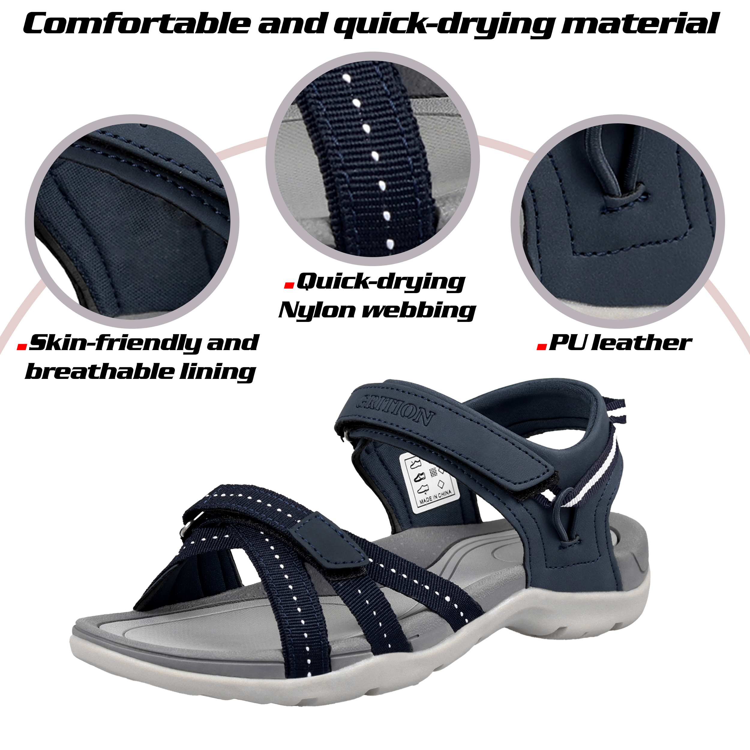 GRITION Womens Sandals Outdoor Trekking Beach Summer Shoes Breathable ...