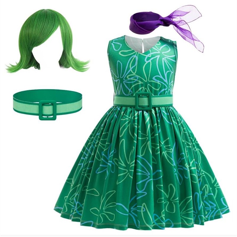 Movie Disgust Costume Kids Cartoon Dresses Girls Halloween Christmas ...