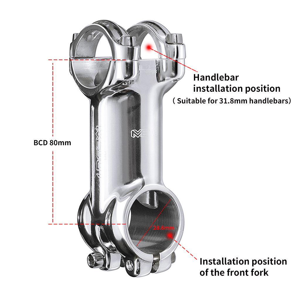 Touring Bike Stem Aluminum Alloy Silver Polished Stem 31.8*60/80mm ...