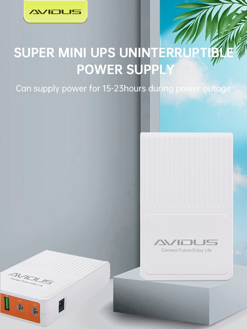 AVIDUS S110 10400mAh 2A Mini UPS Backup Power Supply 5V 9V 12V Voltage ...