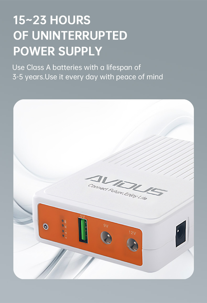 AVIDUS S110 10400mAh 2A Mini UPS Backup Power Supply 5V 9V 12V Voltage ...