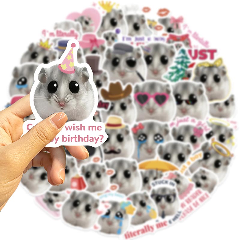 50Pcs Funny Sad Hamster Meme Stickers Cute Cartoon Animal Graffiti ...