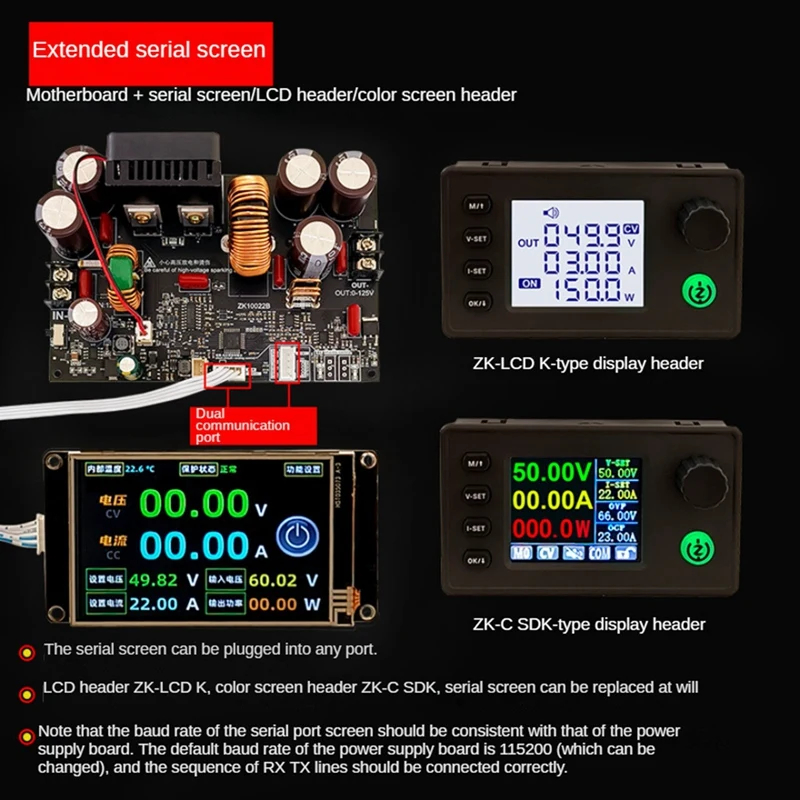 ZK-10022 CNC Step-Down DC Power Supply Black PCB 1500W Adjustable ...