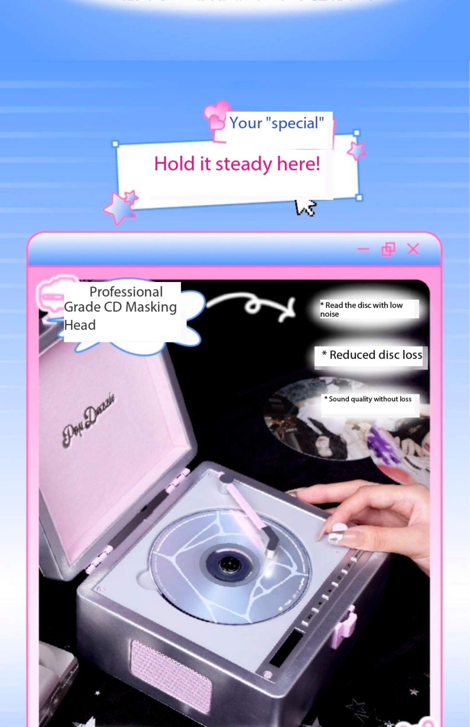 TINYL POPDAZZLE Kpop Retro cd player Bluetooth Audio Player Compact ...