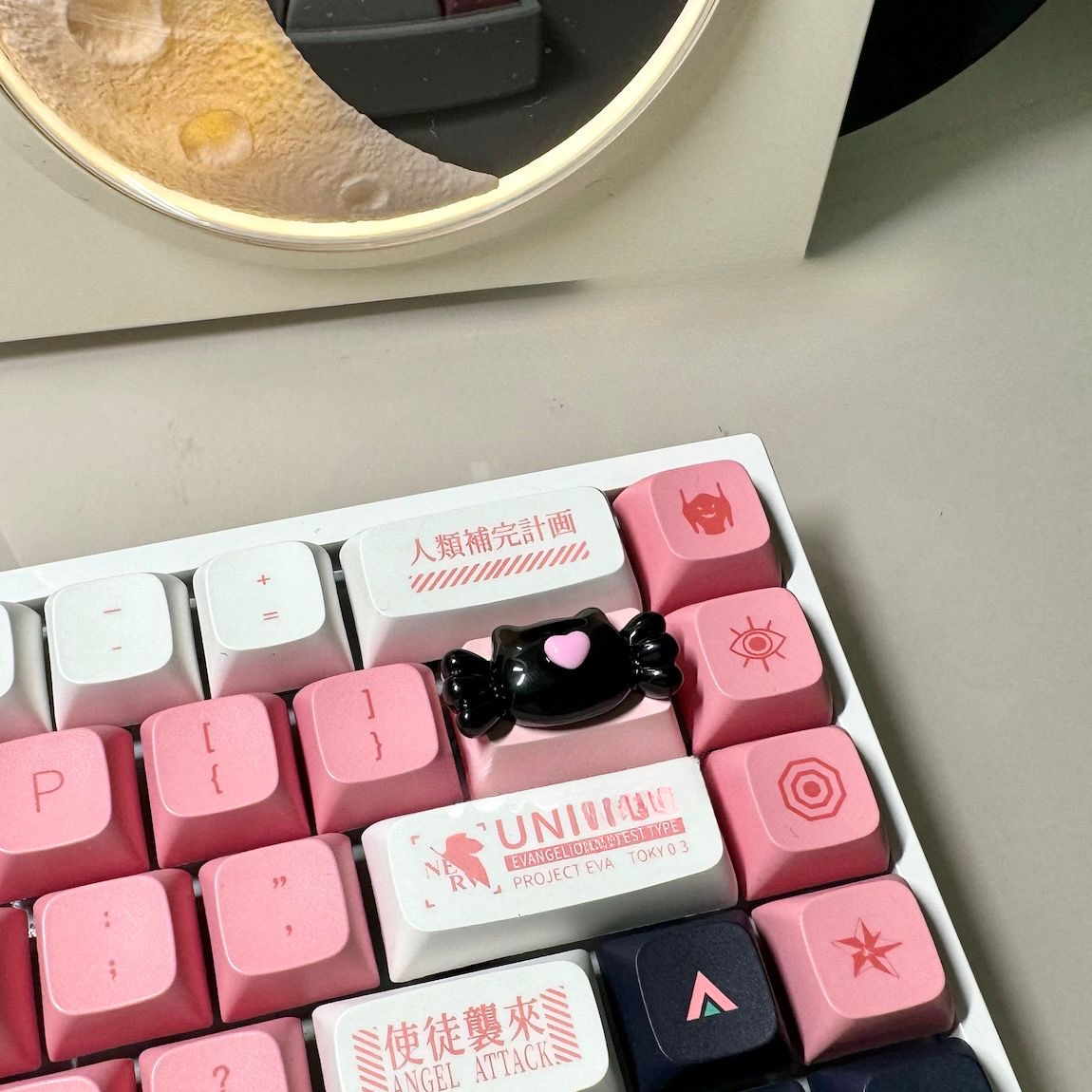 Sweetheart Black and Pink Cat Personalized Keycap Cross Axis Mechanical ...