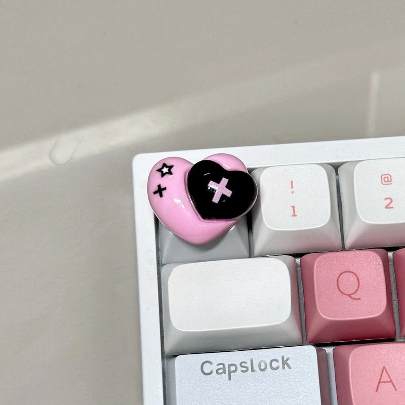 Sweetheart Black and Pink Cat Personalized Keycap Cross Axis Mechanical ...