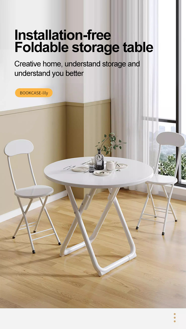 Folding Table & Chair Round Table Indoor Folding Table Dining Portable ...