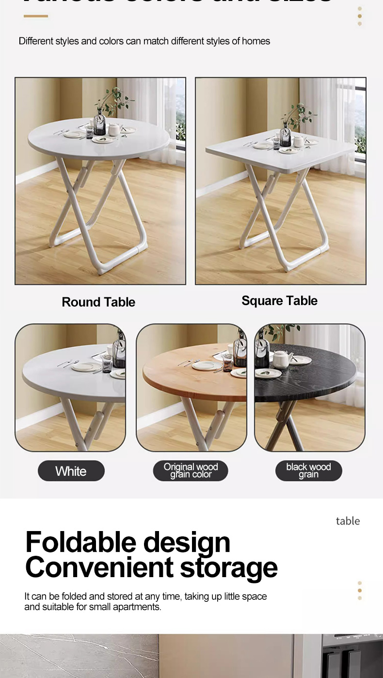 Folding Table & Chair Round Table Indoor Folding Table Dining Portable ...