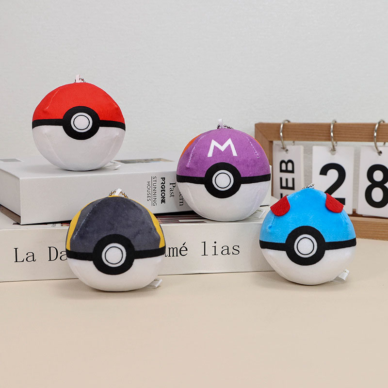 4 Styles 8cm Pokemon Poké Ball Plush Toy Ultra Master Ball Pokeball ...