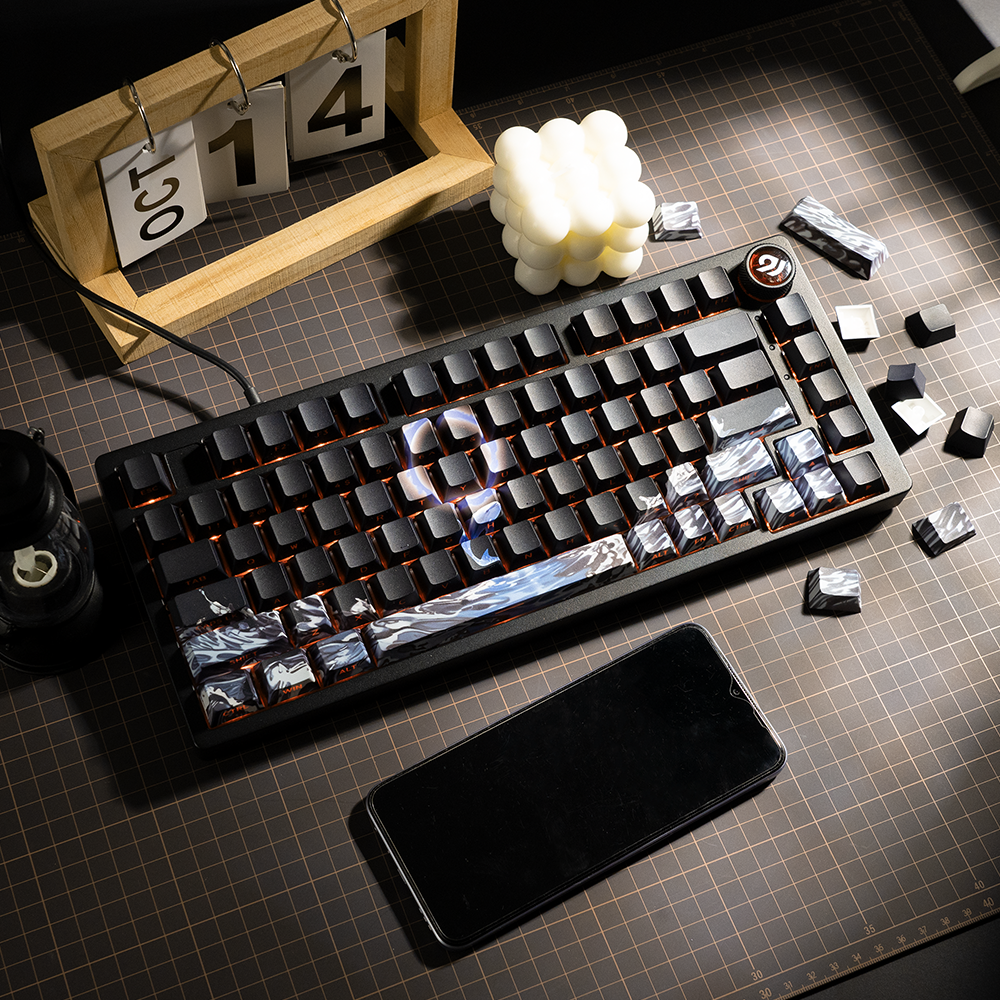 XVX Blue Sea Tide Cherry Profile Double shot 5-sided Dye-Sub PBT Keycap ...