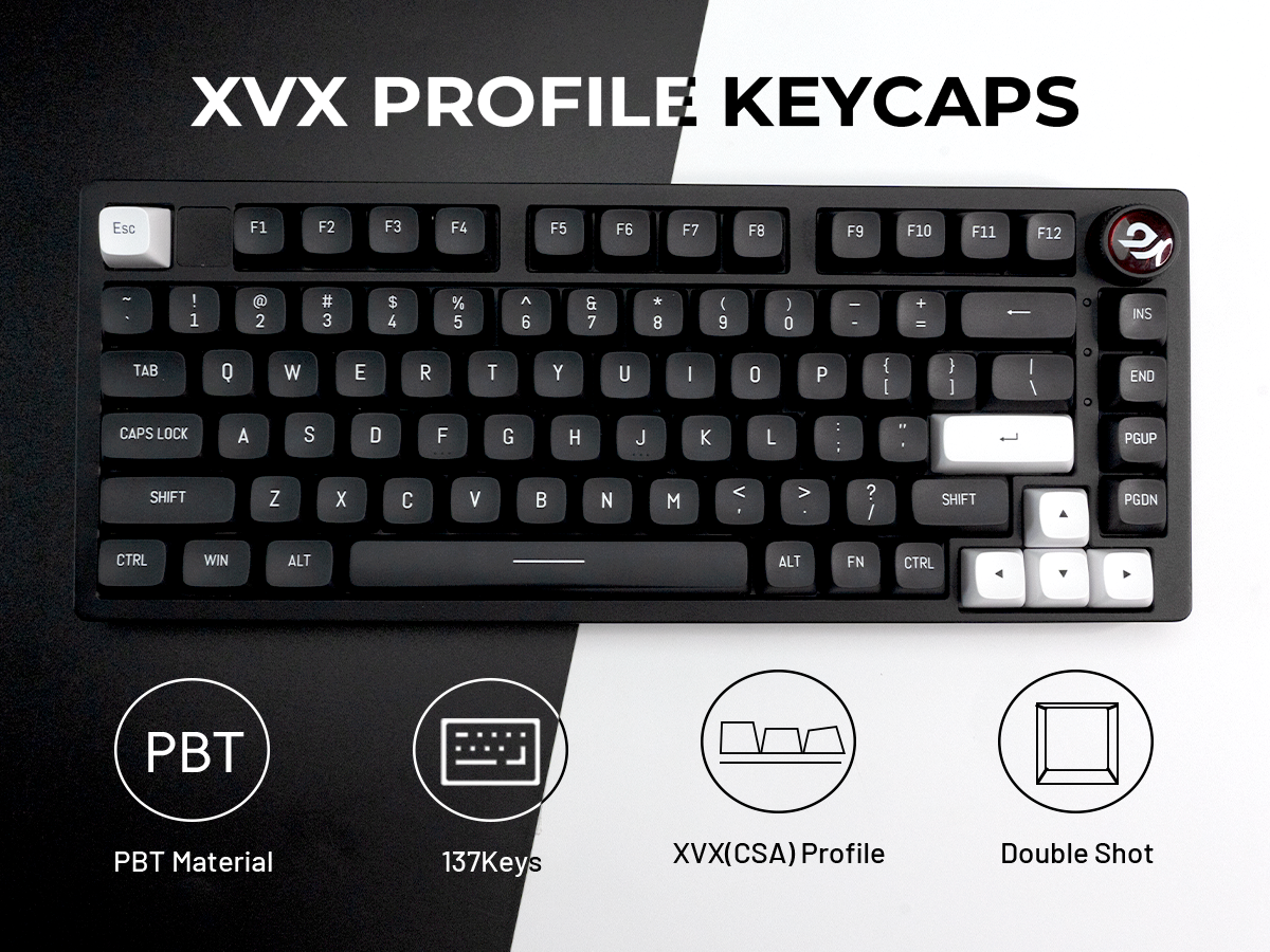 XVX Minimalist White keycaps XVX profile Double Shot PBT Keycaps 137 ...