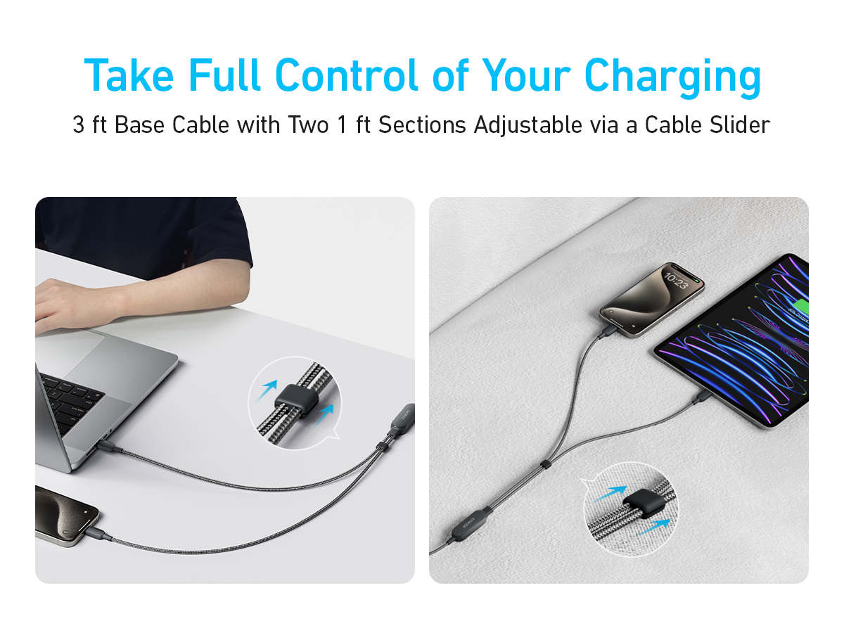 Anker 2-in-1 PD 140W USB C to USB C Cable USB 2.0 Type-C Fast Charging ...