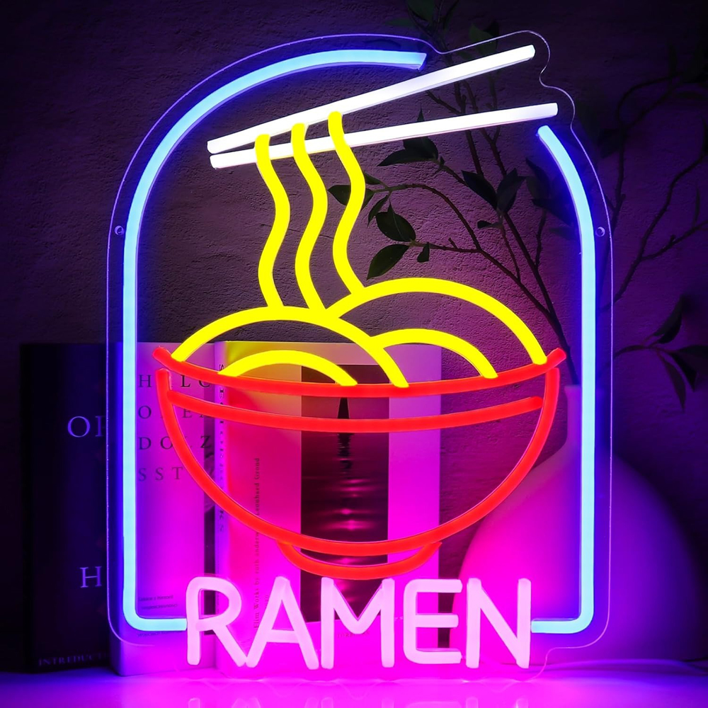 Ramen Neon Sign for Wall Decor, Ramen Noodle Led Signs for Room, USB ...