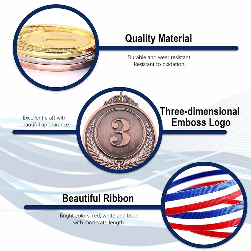 3pcs Gold Silver Bronze Award Medals Olympic Style Winner Award Medals ...