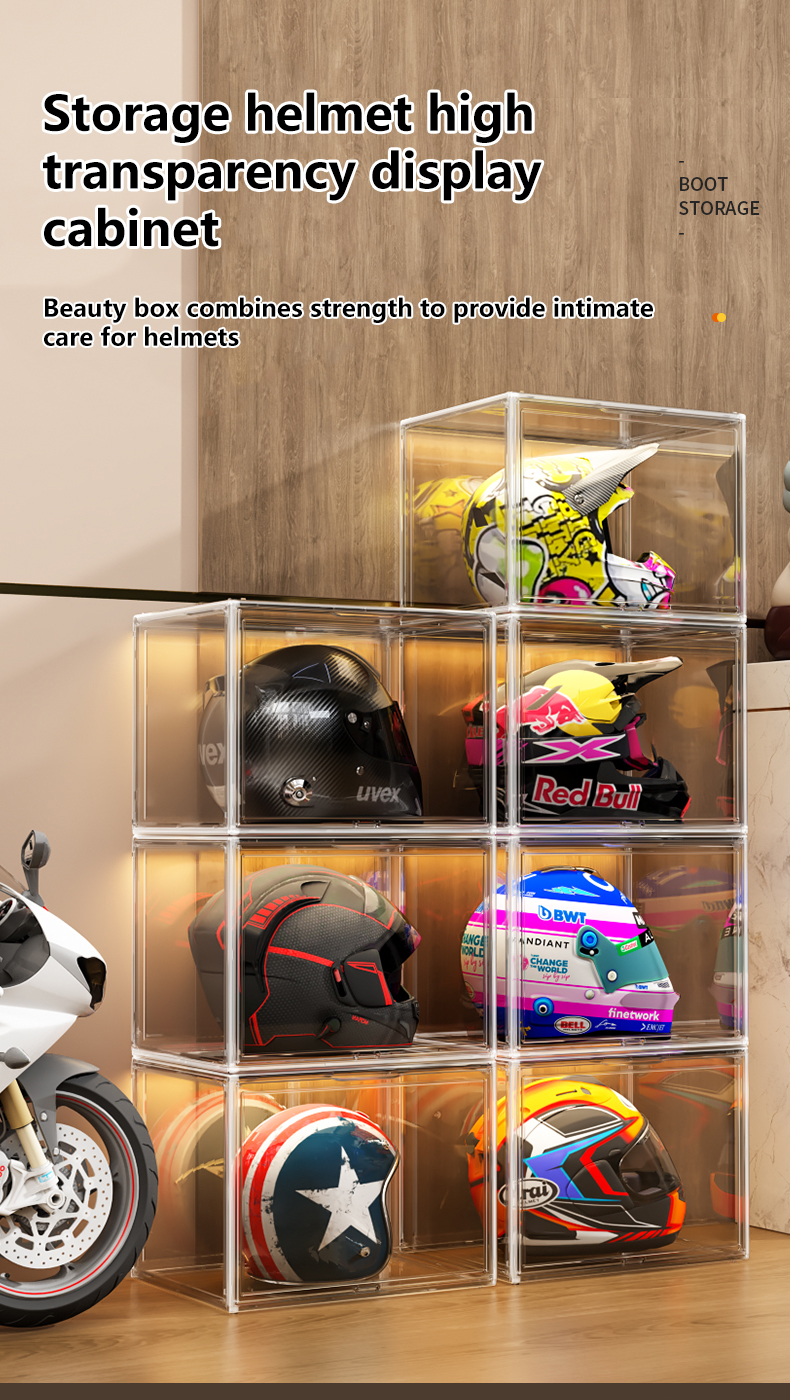 Helmet Storage Box Transparent Storage Box Acrylic Decorations Display ...