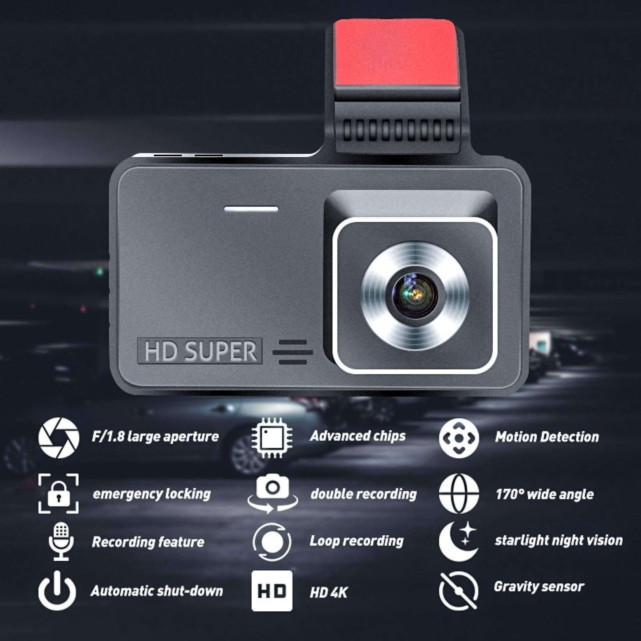 EKLEVA Dash Cam Dual Lens Car DVR Two Camera FHD 1080P 4.3 Inch IPS ...