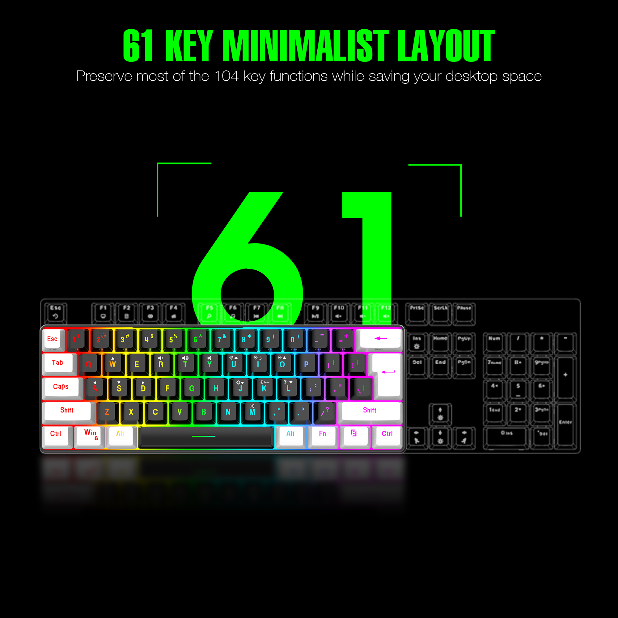 Mini Wired Keyboard Small Gaming Keyboard for Laptop RGB Backlight ...