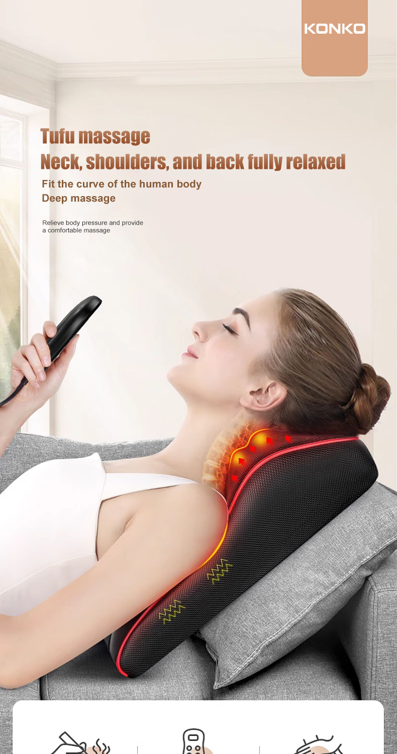 KONKO/ALLTOU 【Upgrade】 Electric Back Massager Pain Throw Pillow ...