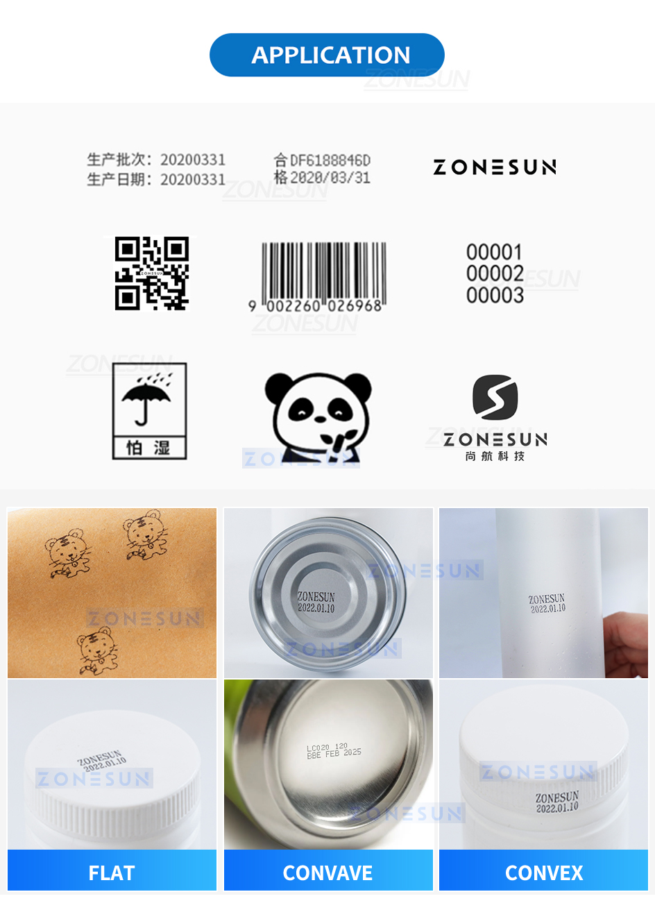 ZONESUN Mini Printer Handheld Inkjet Printer Portable Date Coding Machine QR Code Barcode Batch ...