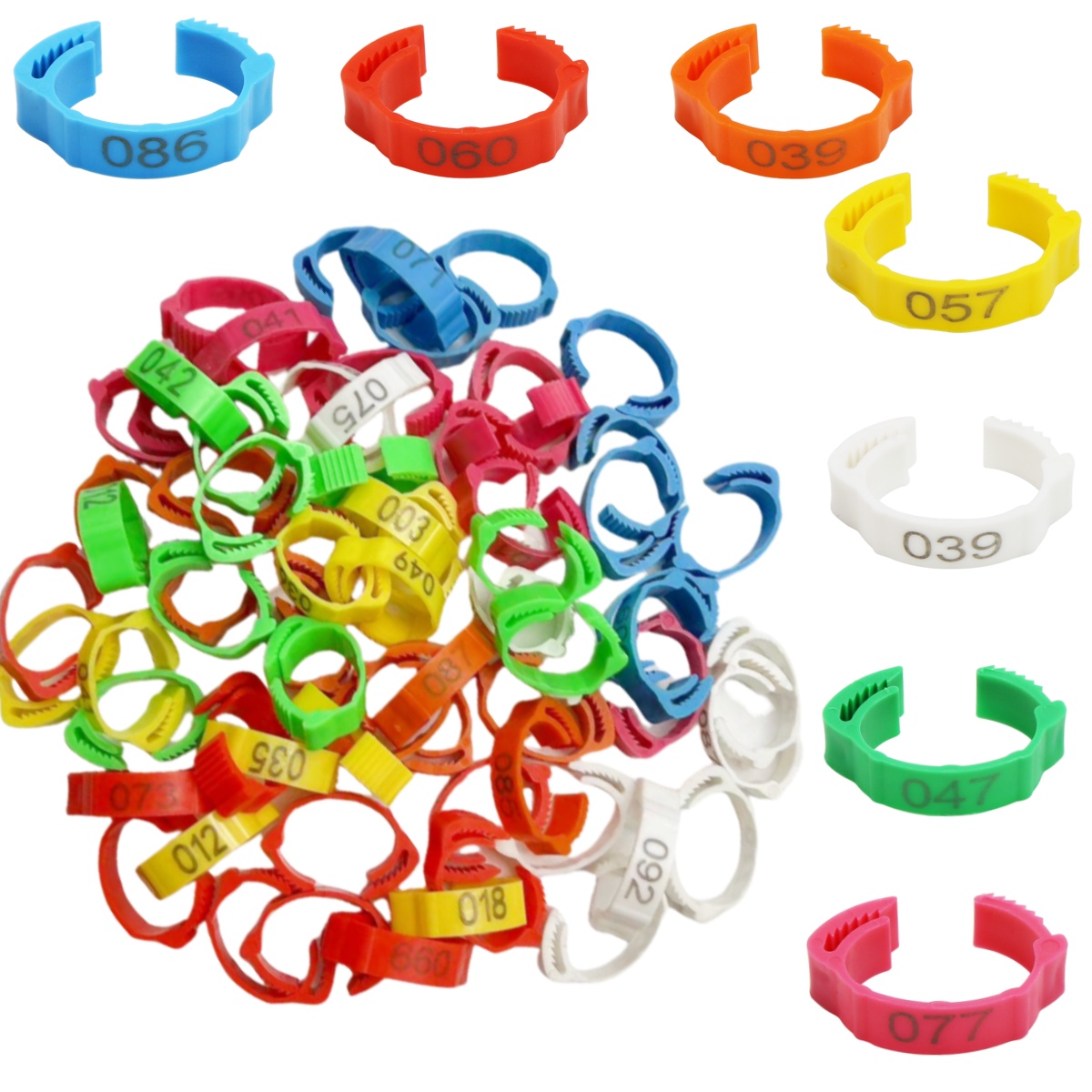 100/50 Pcs 2~2.4cm Chicken Foot Ring 7 Colors Adjustable Poultry ...