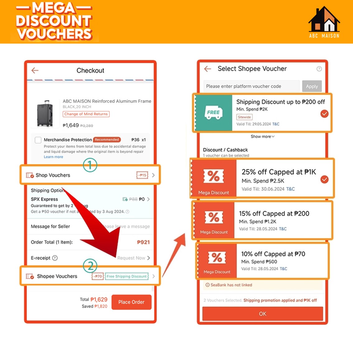 ABC MAISON 20/26/28 Inch Luggage USB Charging Maleta Travel Bag Hand ...