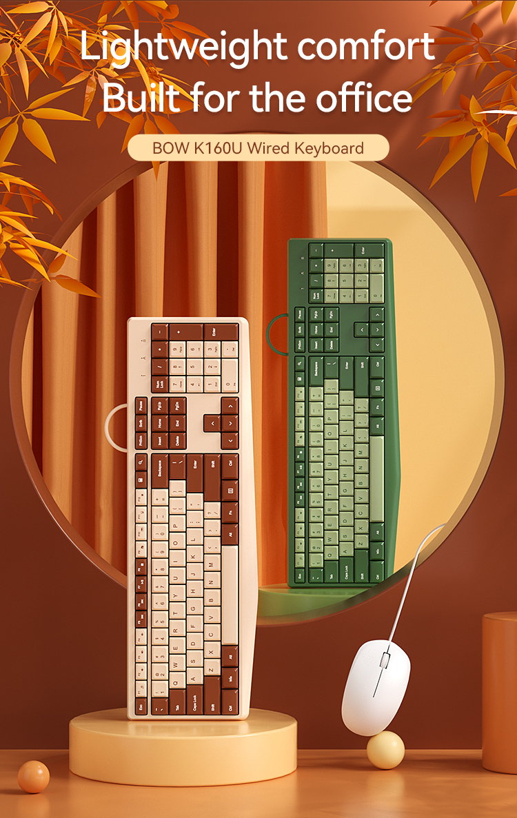 BOW Colorful Wired Keyboard Bass keys USB Wired K160U Plug and Play ...