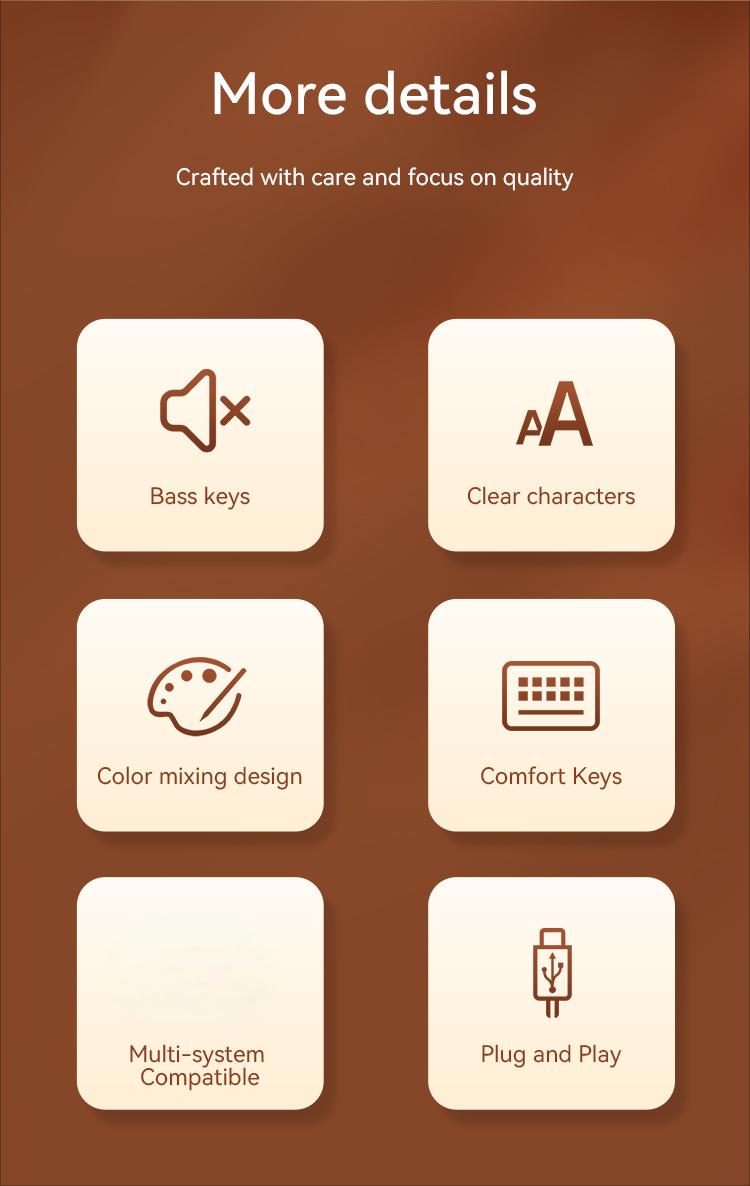 BOW Colorful Wired Keyboard Bass keys USB Wired K160U Plug and Play ...