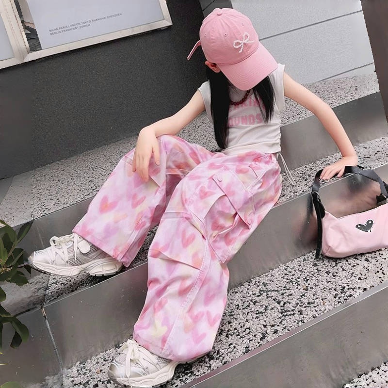 New Cargo Pants For Kids Girl 7-15yrs Quick Drying Ice Silk Heart ...