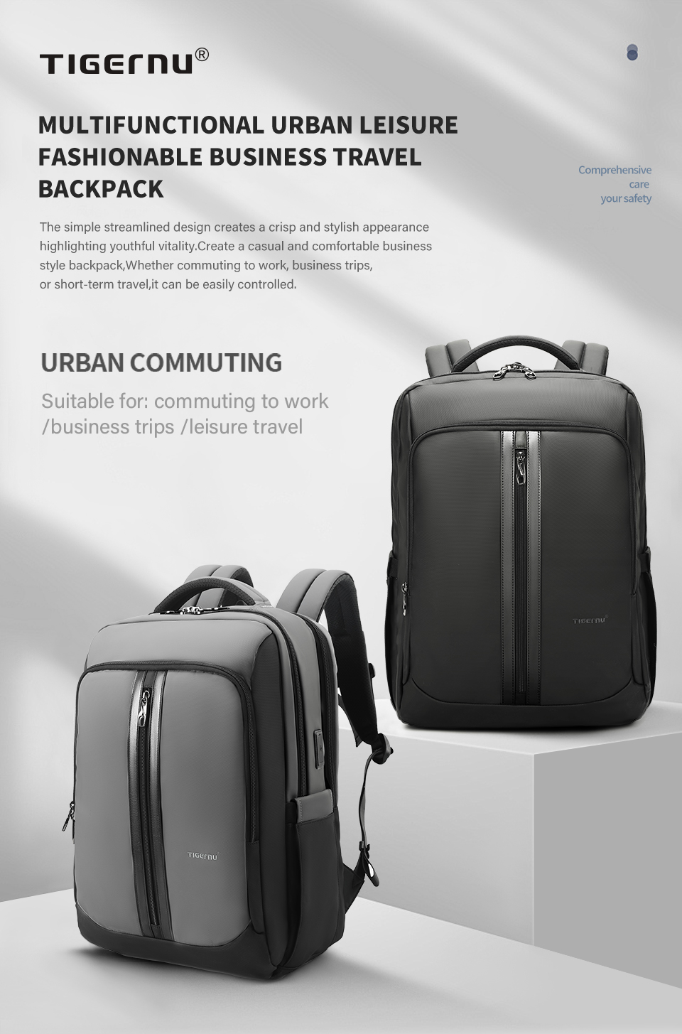 Tigernu 9600 USB port Waterproof Large capacity Bag For Men Travel ...