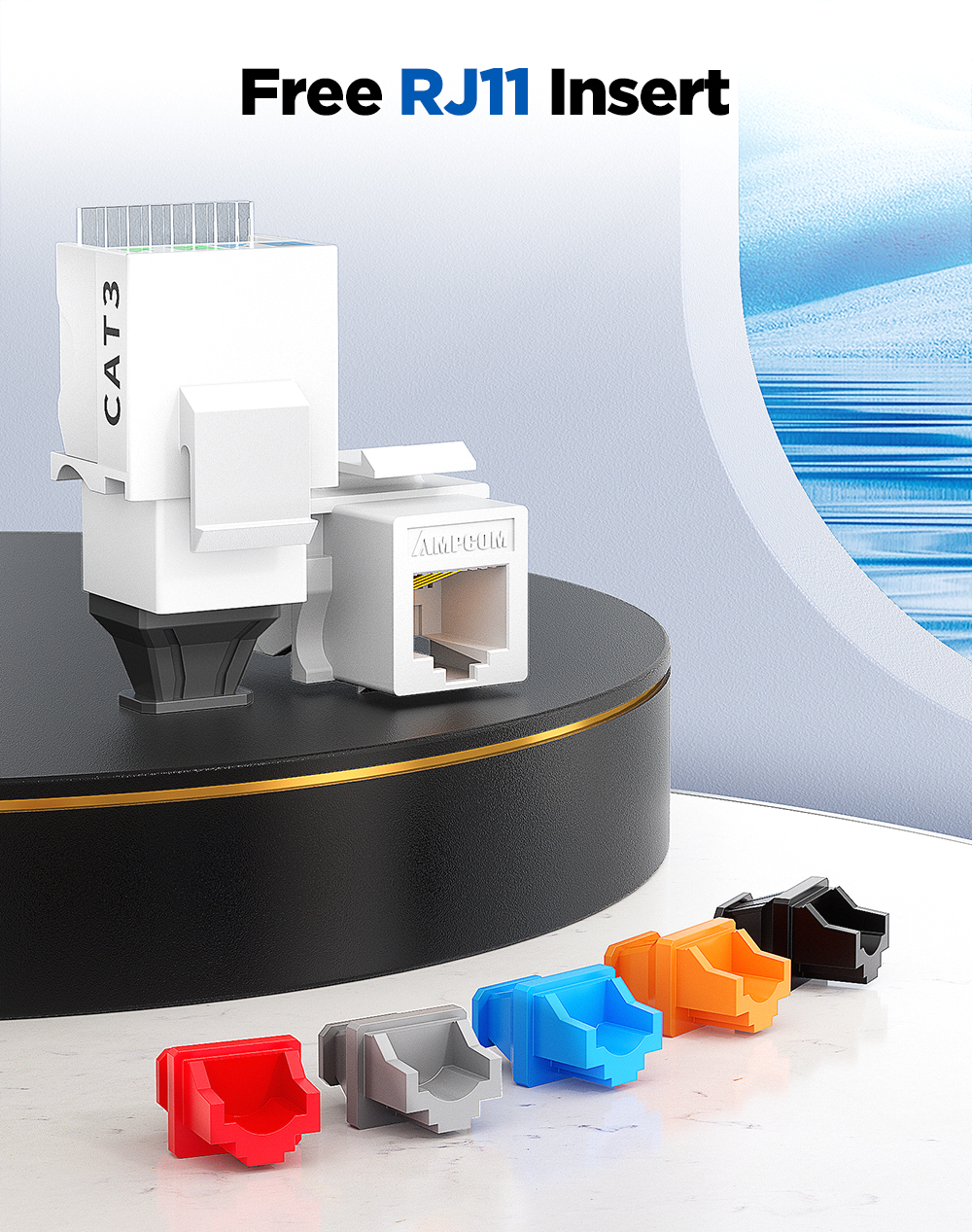 AMPCOM Punch Down Keystone, 5/10 Pack Tool-Free Telephone Module RJ11 ...