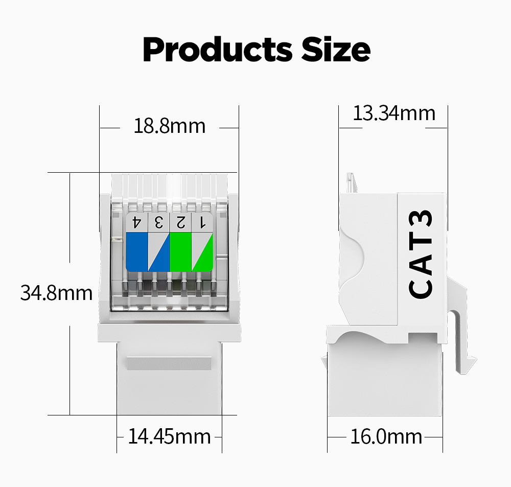 AMPCOM Punch Down Keystone, 5/10 Pack Tool-Free Telephone Module RJ11 ...