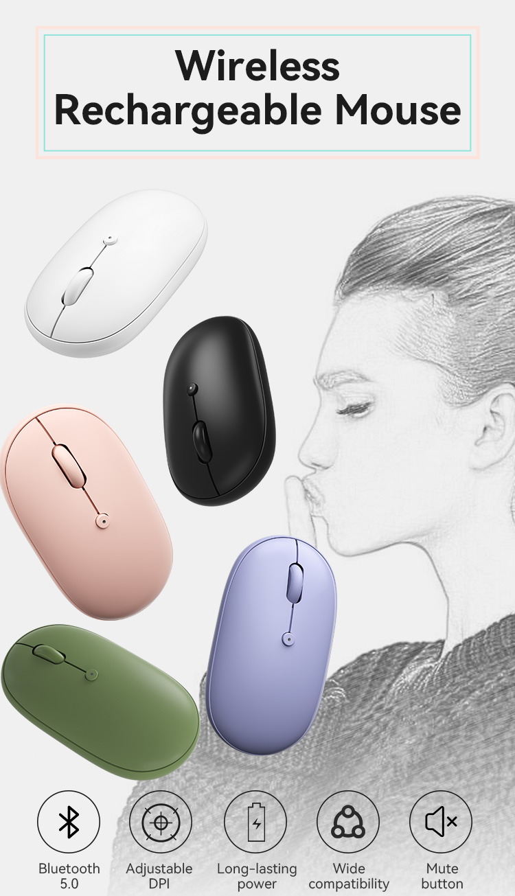 BOW MB163L Wireless Bluetooth Mouse Portable Mini Ergonomic ...
