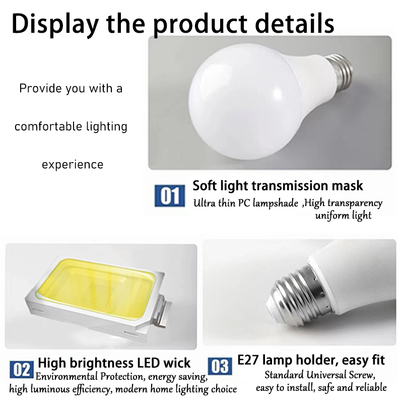 LETOBON E27 LED Bulb 5W/9W/15W/18W/25W Energy Saving High Brightness ...