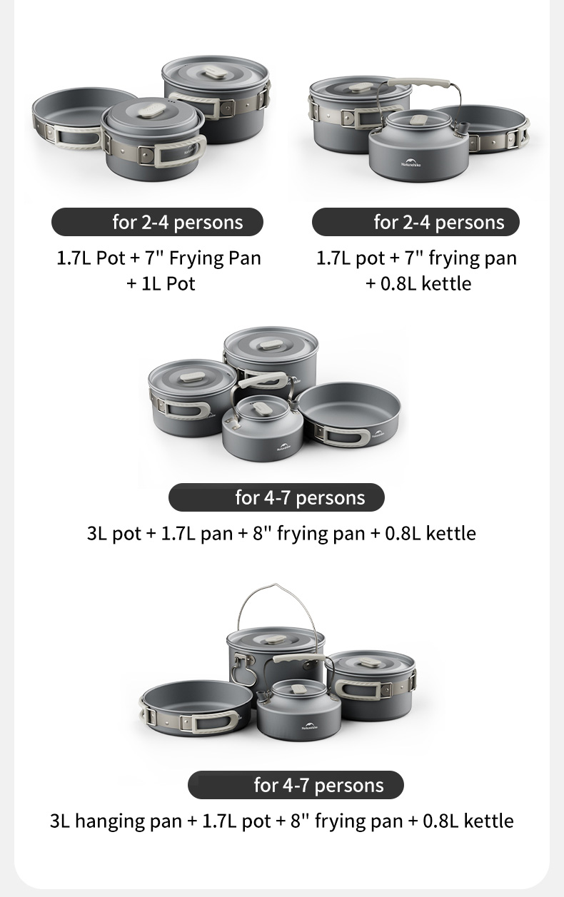 Naturehike camping cookware aluminum alloy pot Outdoor Pot Set ...