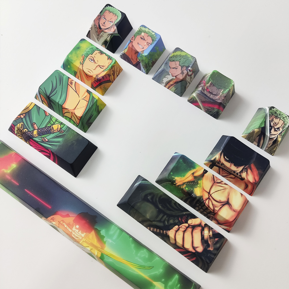 8/12pcs Luffy Keycaps Cherry Profile PBT Dye Sublimation One Piece Nika ...